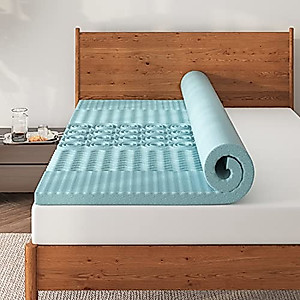 NapQueen 3 Inch 5-Zone Gel Memory Foam Mattress Topper, CertiPUR-US Certified, Twin, Blue