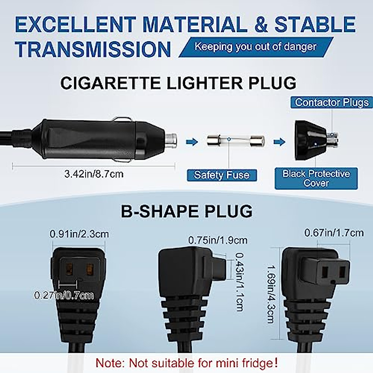 13.12 FT DC Power Cord Cable 12V/24V for Car Refrigerator Car Fridge Freezer Compatible with Alpicool, Bodega, Euhomy, BougeRV, Dometic, ICECO, Setpower, JoyTutus, ARB Etc Most Brands (13.12ft Black)