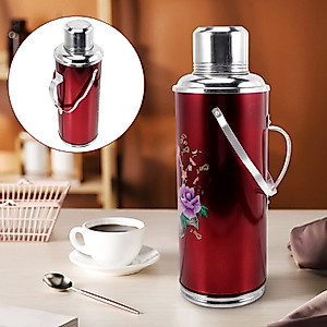 Happyyami Coffee Mug Vacuum Insulated Water Bottle Chinese Style Retro Double Walled Thermal Hot Coffee Drink Dispenser Mug for Home Travel 2L Insulated Water Bottles