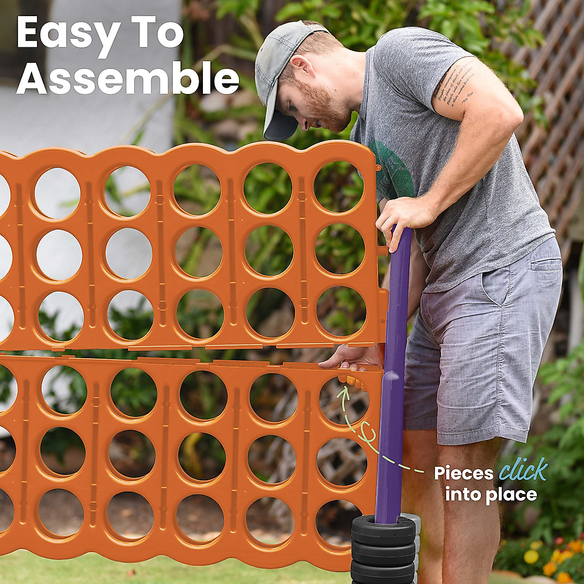 ECR4Kids Jumbo 4-To-Score, Giant Game, Orange, Purple