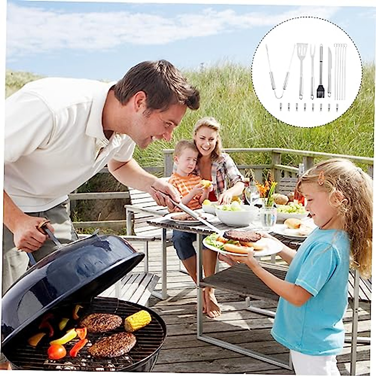 SECFOU 1 Set Barbecue Tool Portable Grilling Spatula BBQ Vegetable Clip Barbecue Grill Utensils Cooking Fork Grill Tongs Outdoor Grill BBQ Supplies Cooking Utensils Stainless Steel Mini