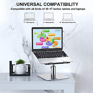 Laptop Stand, Adjustable Laptop Stand Holder for Desk Apple MacBook/Air/Pro/Dell/HP and Lenovo, Laptop Riser with 360°Rotation Multi-Angle Height Adjustable Computer Stand for More Notebooks 10-17"