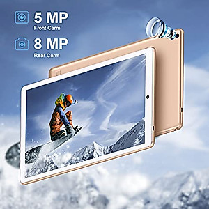 OUZRS 4G LTE Tablet 10 Inch Android 10, 4GB RAM 64GB/128GB ROM Quad Core 1920 * 1200 FHD Tablet PC Dual SIM 8000mAh Caméra 5+8MP Tablet Android with WiFi Bluetooth GPS Type-C Keyboard Mouse