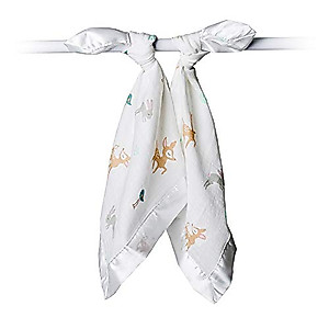 Lulujo Baby Cotton Muslin Security Blankets, Pack of 2, 16 x 16-Inches, Little Fawn
