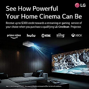 LG HU85LA Ultra Short Throw 4K UHD Laser Smart Home Theater Cinebeam Projector with HDMI Cable, Wire Straps, Surge Protector, Cleaning Set and More
