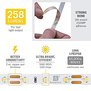Armacost Lighting 152230 RibbonFlex Pro Series 60 LED Lights Strip, 16.4 ft, 4000K,