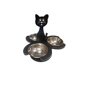 ZENVY Multiple Cat Feeder | Triple Raised Cat Feeder with Removable Bowls