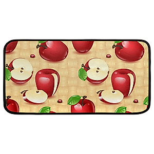 Kitchen Rugs Apples Plaid Check Anti Fatigue Memory Foam Floor Mat Non-Skip Cushioned Absorbent Kitchen Runner Rug for Entryway Hallway Farmhouse Bathroom Dining Room 39x20 in