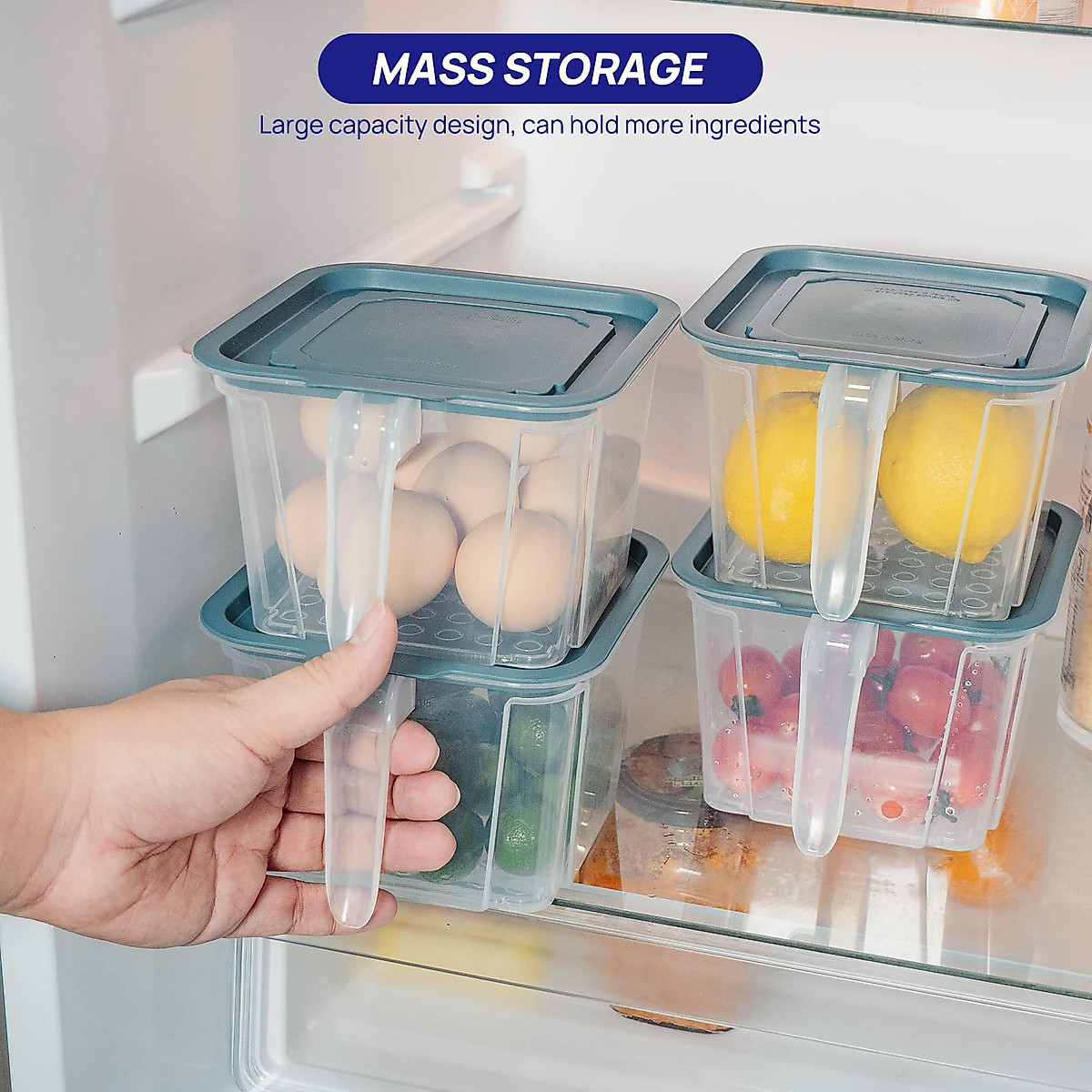 Star Ayze Berry Keeper Containers with Removable Drain Basket - Pack of 4 Fruit And Vegetable Produce Saver Container for Refrigerator Organizer Bin