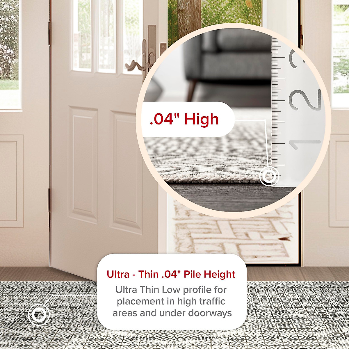 nuLOOM 6' x 9' SpinClean Machine Washable Stain-Resistant Area Rug with Non Slip Backing, Low Profile for Living Room, Bedroom, and Dining Room, Hart Grey