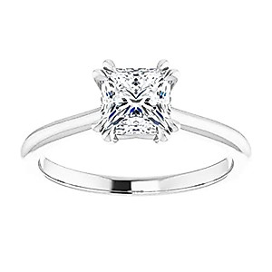 925 Silver, 10K/14K/18K Solid Gold Moissanite Engagement Ring, 1.5 CT Princess Cut Handmade Solitaire Ring, Diamond Wedding Ring for Women/Her Anniversary Propose Gifts, VVS1 Colorless