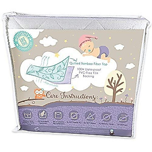 Organic Bamboo from Viscose Fitted Crib Mattress Protector Pad by Baby&Brooke – 100% Waterproof, Absorbent, Non-Toxic, Breathable Mattress Cover - (52"x 28"x 8")