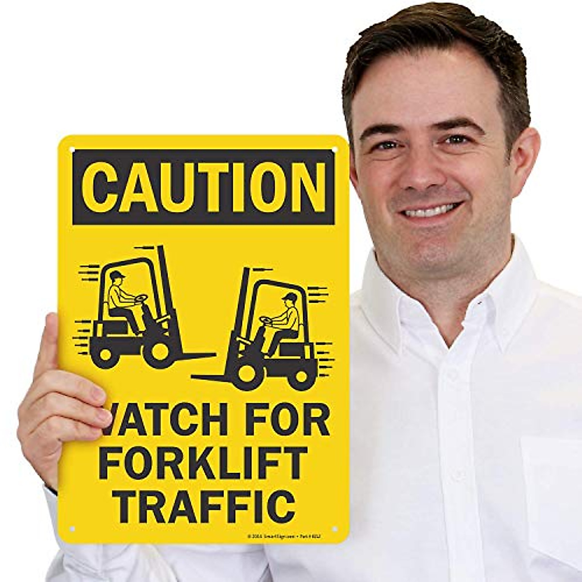 SmartSign "Caution - Watch for Forklift Traffic" Sign | 10" x 14" Aluminum - S2-0594-AL-14