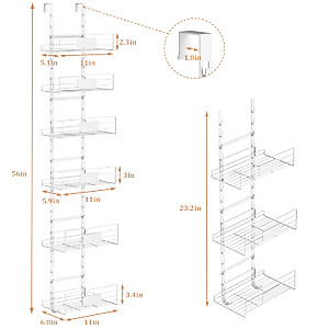 Aokitsink Hanging Purse Handbag Organizer Rack with Name Plate, Over The Door Detachable Bag Storage Rack - Can Use As 1/2 Part, Wall Mounted Adjustable Bag Rack with Stickers & Tapes, White