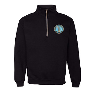 ALLNTRENDS Adult Zip Collar Sweatshirt US Air National Guard Embroidered Top (M, Black)