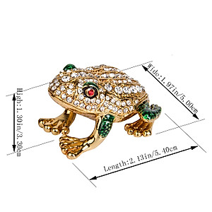 QIFU Hand Painted Enameled Frog Style Decorative Hinged Jewelry Trinket Box Unique Gift for Home Decor