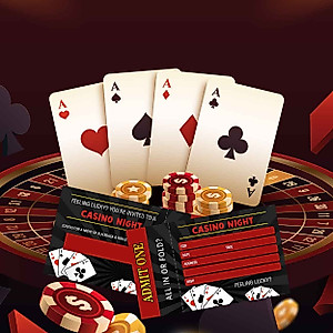 QZCYU Casino Birthday Party Invitation. Casino Ticket. Casino Party Invite. Las Vegas Invitation. (20 Invitations + Envelopes)