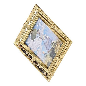 CUTULAMO Miniatures Oil Painting, Exquisite Acrylic Beautiful Miniatures Art Painting High Light Transmission for Girls for 1:12 Miniature Doll House(Umbrella Girl)