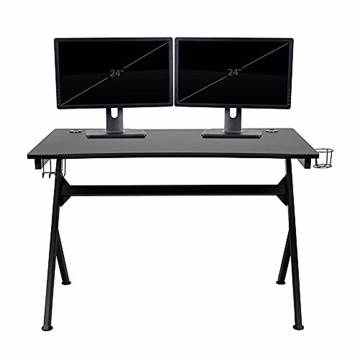 Flash Furniture Duncan Gaming Desk 45.25" x 29" Computer Table Gamer Workstation with Headphone Holder and 2 Cable Management Holes