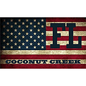 (x3) 2x3 inch Stickers | Reflective Coconut Creek FL Florida Broward County Vintage US Flag Sticker Graphic - Construction Toolbox, Hardhat, Lunchbox, Helmet, Mechanic, Luggage