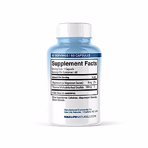 TTFD - B1 Max - Thiamine Vitamin B1 TTFD - 100mg - (Thiamine Tetrahydrofurfuryl Disulfide) Thiamine MAX, 60 Capsules by MAXLIFE NATURALS.