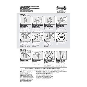 Command Medium Traditional Water-Resistant Adhesive, 3 lb Capacity, 1 Hook, 2 Strips, 17051BN-B None, Bath-Brushed Nickel