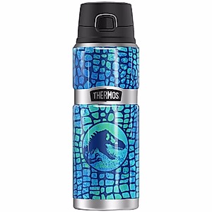 Jurassic World Neon Blue Scales THERMOS STAINLESS KING Stainless Steel Drink Bottle, Vacuum insulated & Double Wall, 24oz