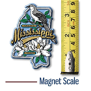 Mississippi State Bird and Flower Map Magnet by Classic Magnets, 2.3" x 3.2", Collectible Souvenirs Made in The USA