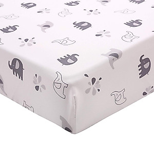 Brandream Playful Elephant Baby Crib Bedding Set for Boy, Girl and Unisex Nursery - Baby Quilt, Fitted Crib Sheet, Crib Skirt Included, 3 Pieces Grey & Mint