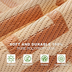 PASAMIC Double-Sided Design Outdoor Rug,100% Pure Polypropylene Outdoor Rugs, Patio Rug, Outdoor Patio Rug for Terraces, Garden Decks, Beaches, Camping, 9ft x 6ft Outdoor Area Rug Waterproof
