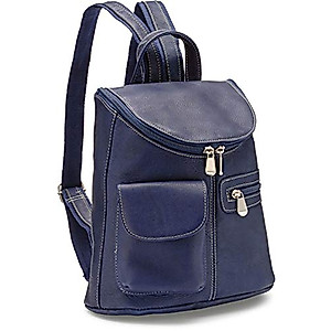 Le Donne Leather Lafayette Classic Women’s Backpack - Premium Full-Grain Colombian Vaquetta Leather, 11” x 10” x 4.5” (Navy)