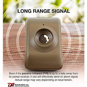 Dakota Alert Long Range Wireless Driveway Motion Detector - DCMA-4000 One Mile Alarm System - Passive Infrared Driveway Alarm Transmitter & Receiver - Outdoor Motion Sensor & Alarms