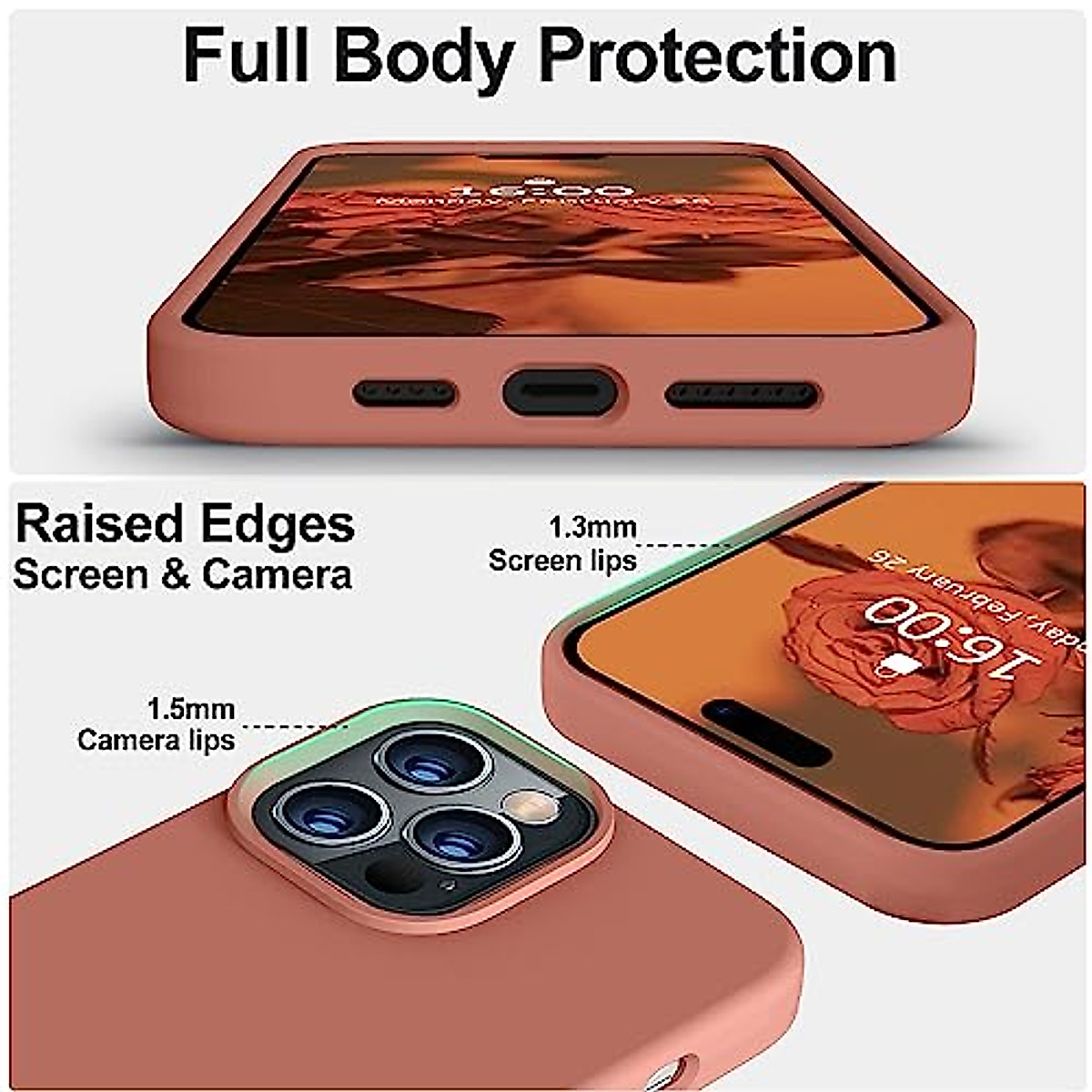 Vooii Compatible with iPhone 14 Pro Max Case, Upgraded Slim Liquid Silicone Case, [Anti-Scratch Soft Microfiber Lining] Full Covered Soft Gel Rubber 14 Pro Max iPhone Case 6.7 inch - Caramel