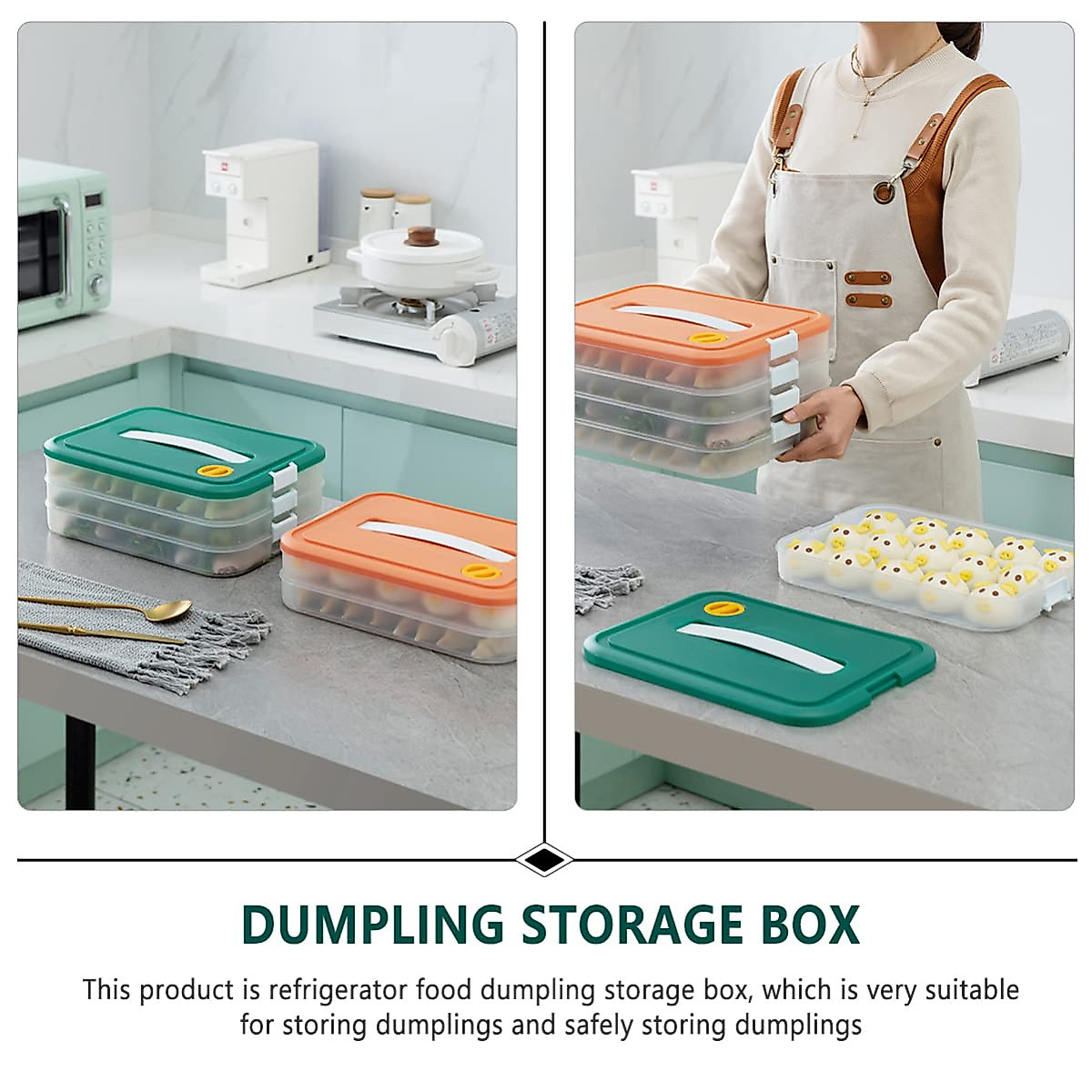 DOITOOL Refrigerator Drawer Organizer Refrigerator Food Storage Box Box Crisper Plastic Ravioli Plate Dumpling Organizer Box Fridge Egg Organizer
