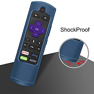 CaseBot Remote Case for Roku Voice, Express HD / 4K+, Ultra LT Enhanced Voice, Express 3930, Premiere+ 3921, Streaming Stick+ Remote, Honey Comb Anti Slip Shockproof Silicone Cover, Cyan Blue