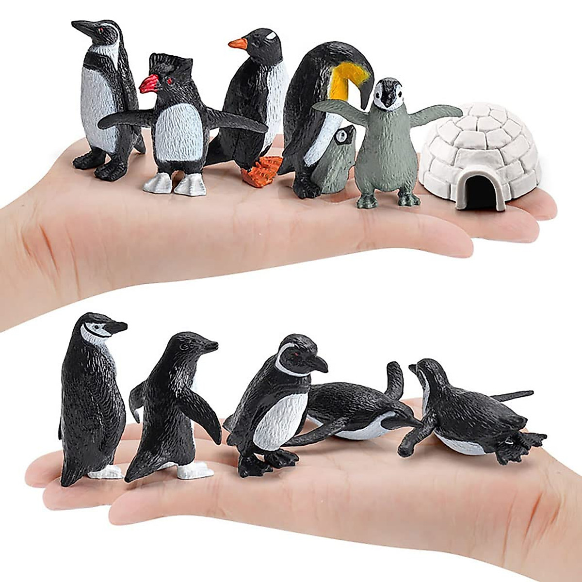 BLAPNK 11PCS Realistic Penguin Figurines, Miniature Antarctic Animal Penguin Figures Easter Eggs Cake Toppers Christmas Birthday Gift for Kids Toddlers