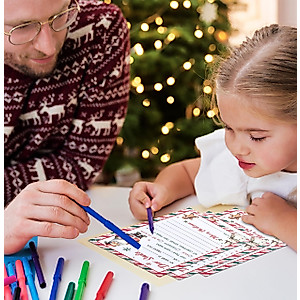 12 Christmas Official Letter To Santa Writing Kit Stationary Paper Sheets with Red Envelopes Address & Seal Stickers Holiday Family Tradition Nice & Naughty Wish List