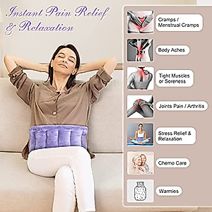 SuzziPad Microwave Heating Pad for Pain Relief, 7x16 Microwavable Heating Pads for Cramps, Muscle Ache, Joints, Neck Shoulder, Bean Bag Moist Heat Pack, Warm Compress, Purple