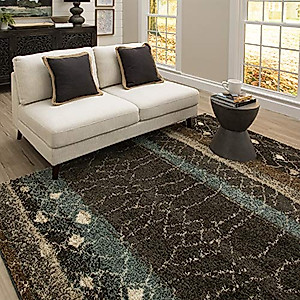 Mohawk Home Huxley Adobe Abstract Shag Area Rug, 5'x8', Brown/Beige