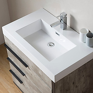 Dowell 30" Bathroom Sink,Single Bowl Vanity Basin,Rectangular Drop-In Bathroom Sink with Overflow,White-000 3018BP