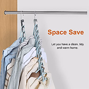 Sindax Space Saving Hangers Telescopic, 6 Holes Clothes Hangers Adjustment to 9 Holes, Upgraded Sturdy Metal Clothes Hangers Space Saving for Heavy Clothes, Closet Organizers and Storage - 5 Pack