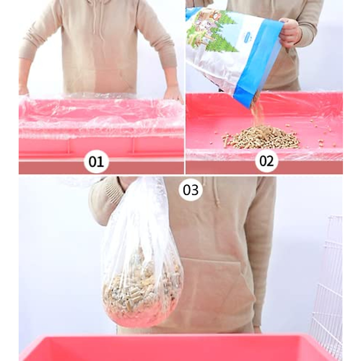 POFUIERKN 30 Pcs Disposable Rabbit Guinea Pig Cage Liners Plastic Clear Bunny Cage Liner Bag Universal Toilet Film,Small Animal Bedding, Hamster Bunny Litter Pan Bags