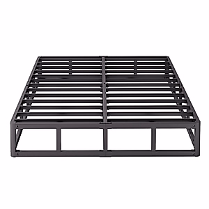 Bednowitz Full Bed Frame Low to Ground, 7 Inch High Profile Metal Box Spring with Fabric Cover Set, Heavy Duty Noise-Free Mattress Foundation, Easy Assembly