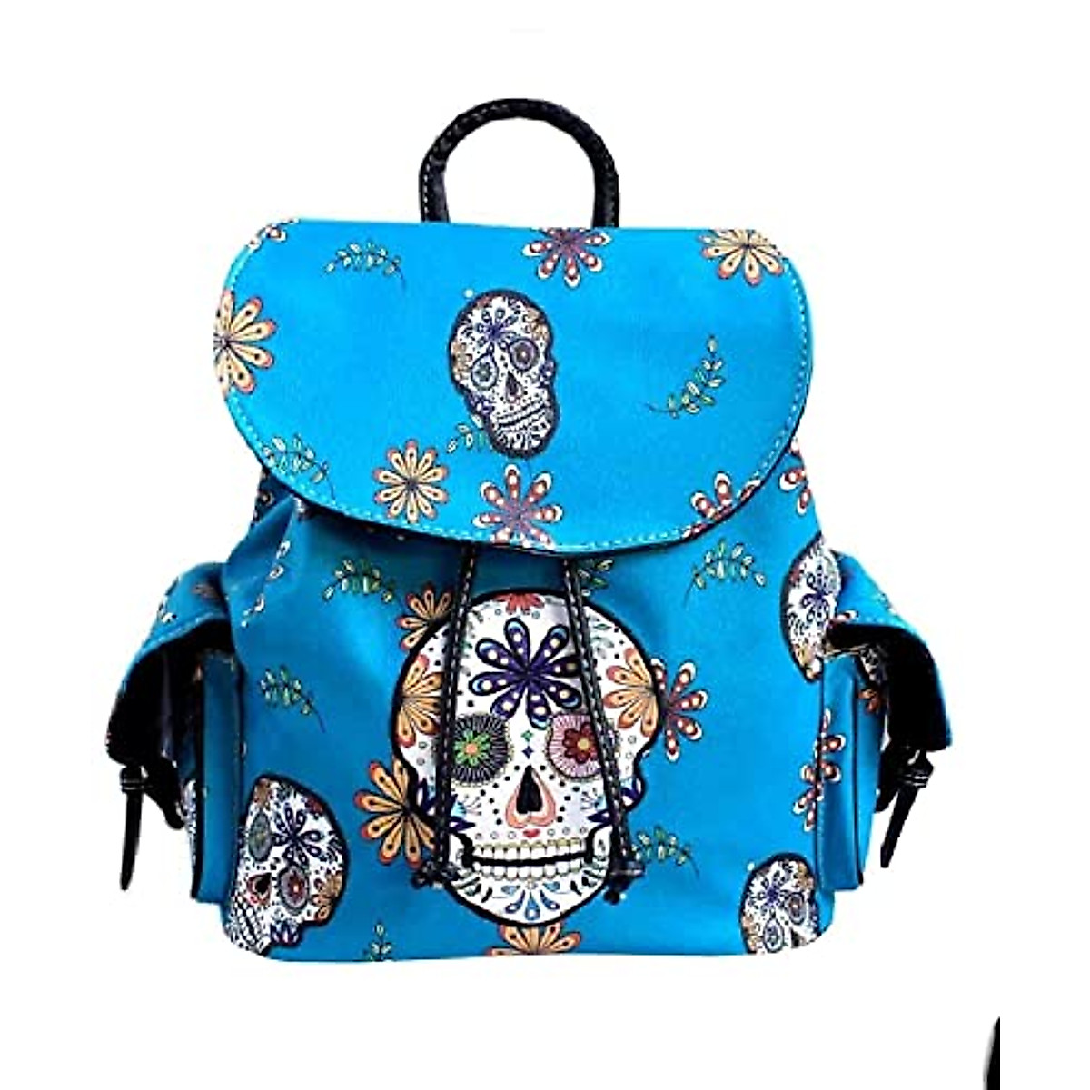 TEXAS WEST WESTERN COLLECTION TEXAS WEST Large Sugar Skull Day of the Dead Daypack Concealed Carry Backpack Women Travel Biker Purse Wallet Set (Turquoise)