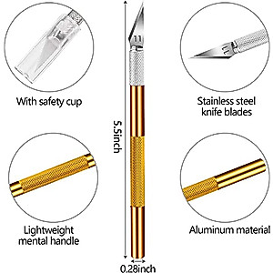 Exacto Knife Craft Knife Hobby Knife 74 Pack with 4 Upgrade Sharp Hobby Knives and 70 Spare Knife Blades, 100 PCS Exacto Knife Blades SK5 Carbon Steel #11 Exacto Blades