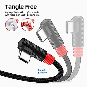 SUNGUY Right Angle USB C Cable 2Pack [1FT/0.3m] 18W Short 90 Degree USB 2.0 USB-C Fast Charging Data Sync Cable Nylon Braided for Samsung Galaxy S20 S10 S9, LG, Google Pixel, iPad Mini 6