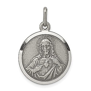 IceCarats 925 Sterling Silver Vintage Sacred Heart Love of Jesus Christ Head Face Medal Necklace Religious Pendant Christian Faith Charm Only