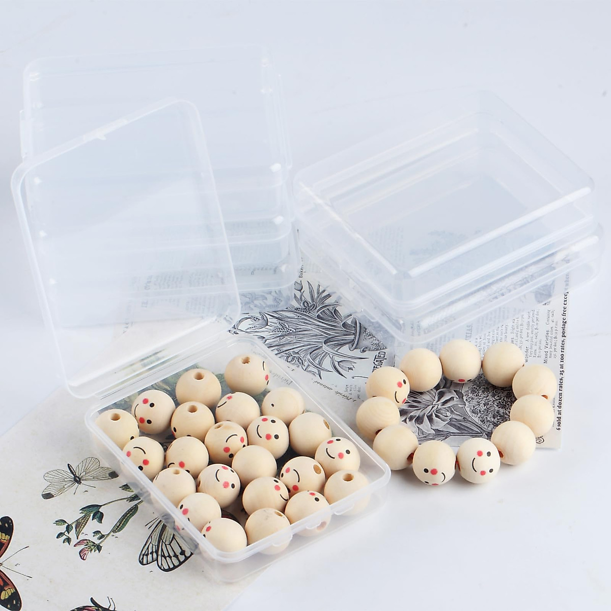 XhjzgcTech 12 Pcs Mini Clear Plastic Beads Storage Containers Box with Hinged Lid for Jewelry Beads Crayon Accessories Craft Organizers and Storage Boxes