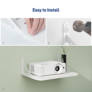 Small Mini Projector Shelf/Modem Shelf/Router Shelf/Router Wall Mount/Cable Box Wall Mount,Floating Projector Wall Mount, Projector Shelf for Wall, Holder Stand Accessories White