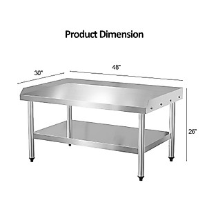 ROVSUN Stainless Steel Equipment Stand, 48" L x 30" W x 26" H NSF Stainless Steel Table Grill Stand Table with Adjustable Undershelf for Commercial Kitchen Restaurant Hotel Home